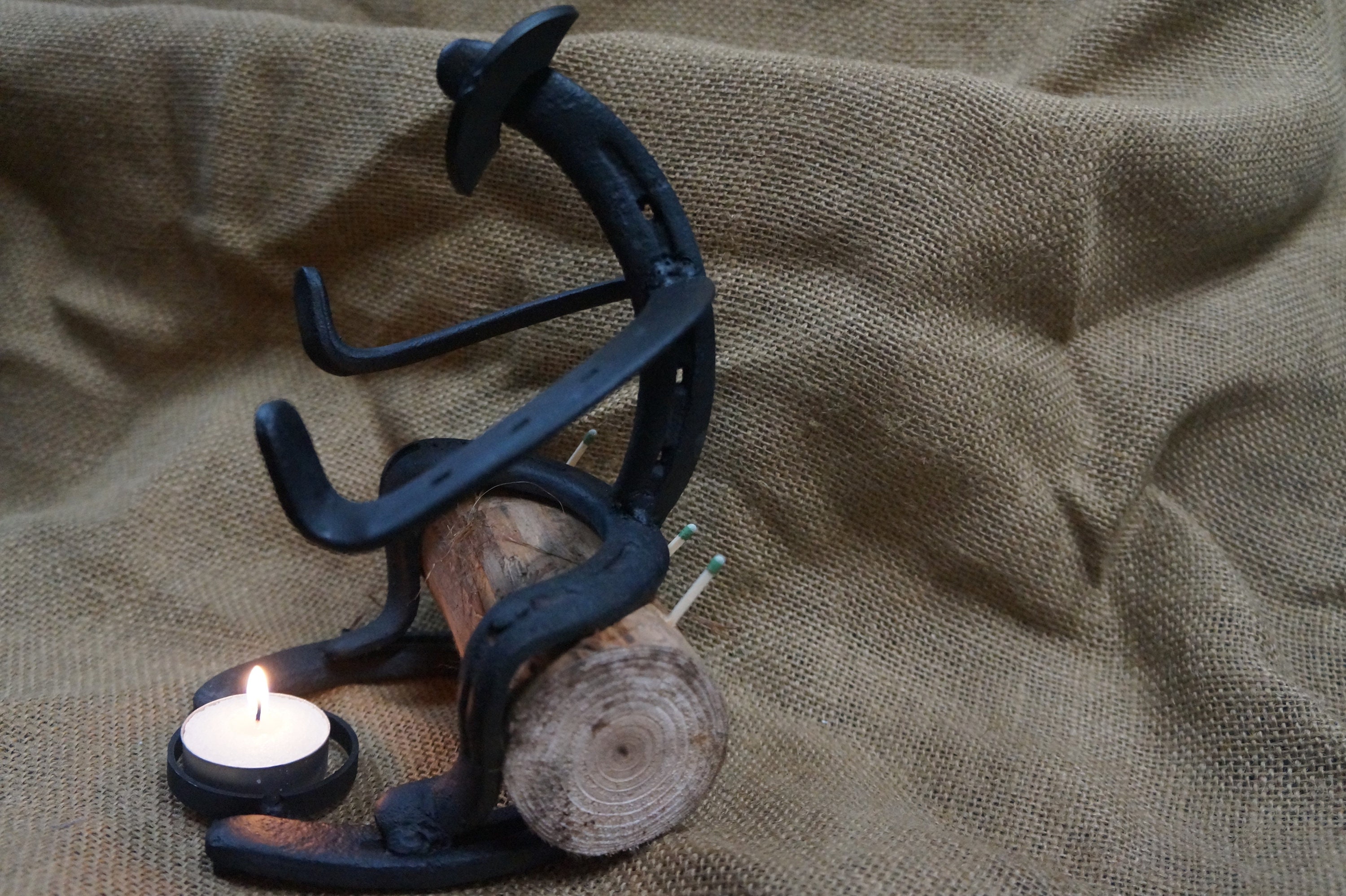 Horseshoe Cowboy Votive Candle Fireside With Match Holder - Etsy