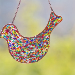 Light Catcher, Eastar Beaded Bird, Wire Wrapped, Copper Windows Decor ...