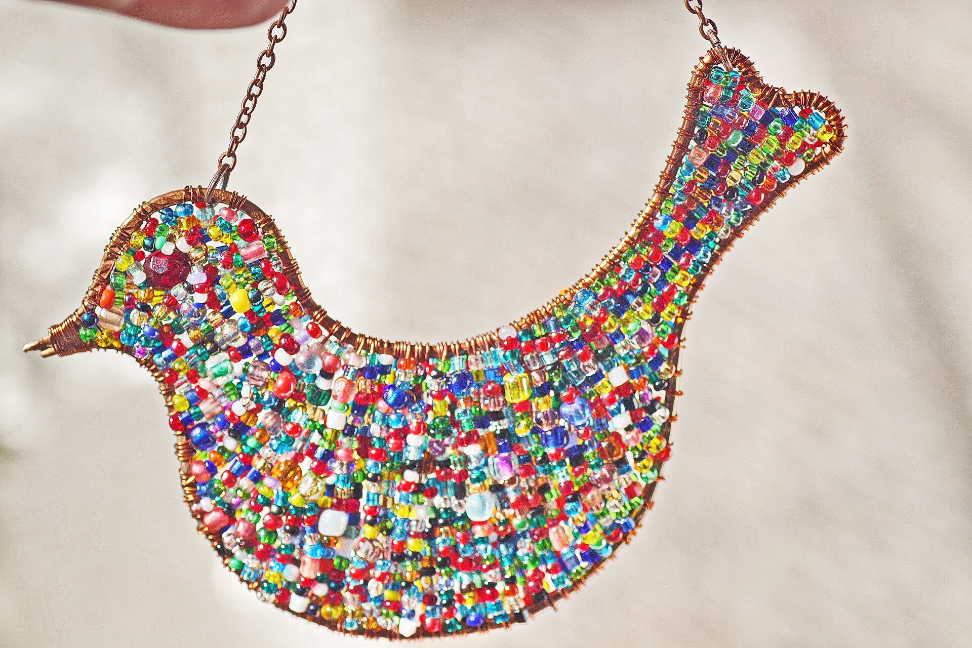 Light Catcher, Eastar Beaded Bird, Wire Wrapped, Copper Windows Decor ...