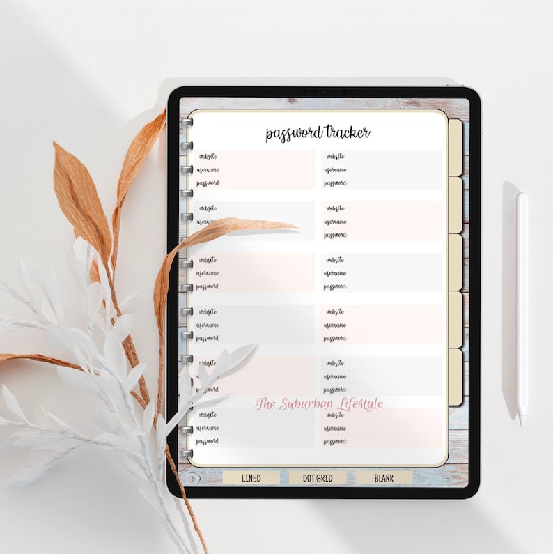 Password Tracker Digital Planning Insert (printable) - Etsy