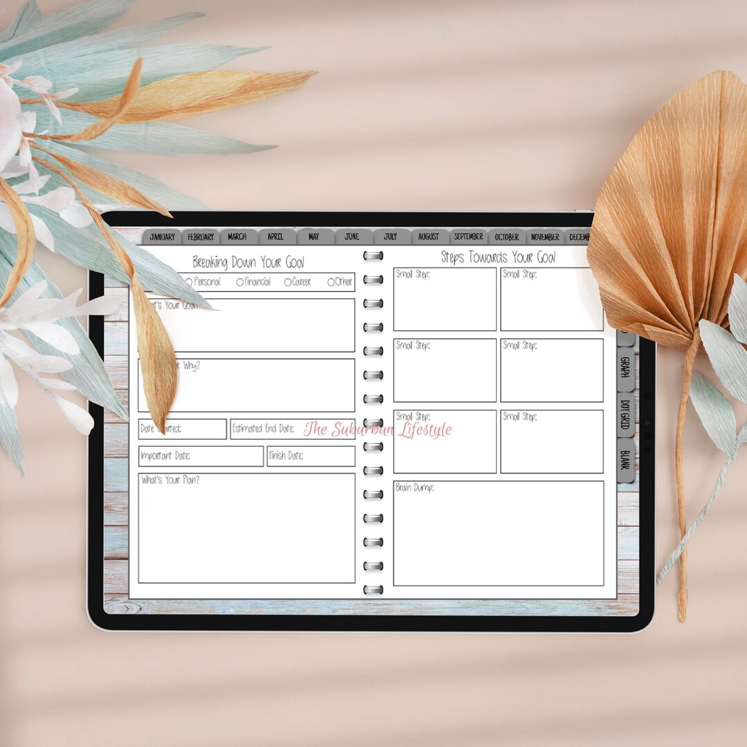 Goal Setting Breakdown and Tracking Digital Planning Insert (printable ...