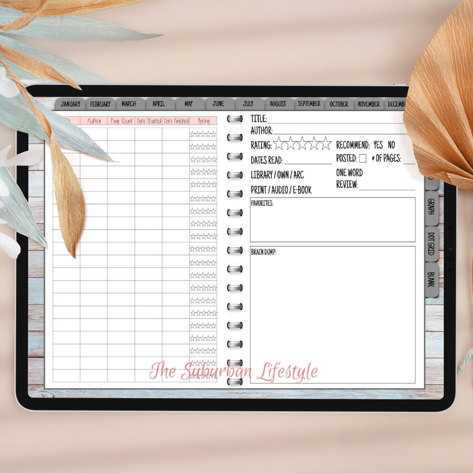 Book Tracker and Review Digital Planner Insert Bundle (printable) - Etsy