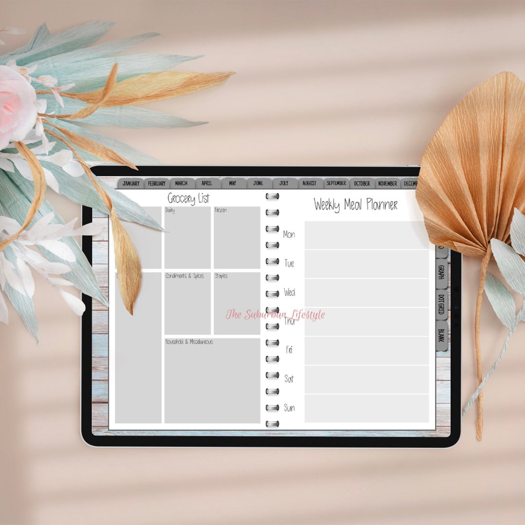 Weekly Meal Planner and Grocery List Digital Planning Insert (printable ...