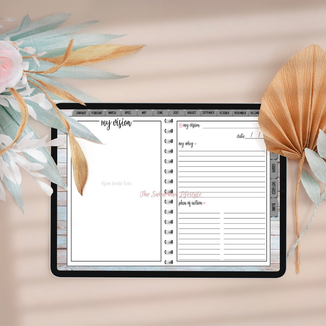 Vision Board and Worksheet (goal Setting) Digital Planning Insert ...