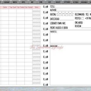 Book Tracker and Review Digital Planner Insert Bundle (printable) - Etsy