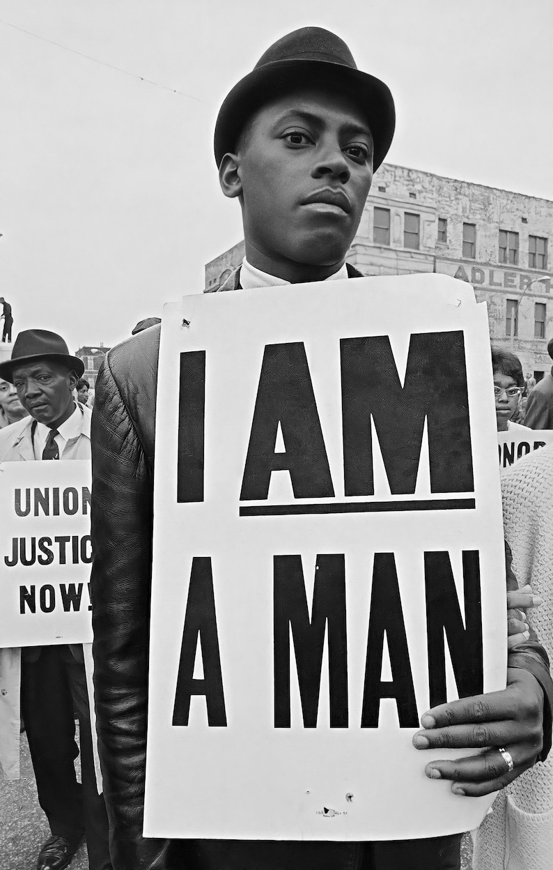 Civil Rights Movement Print: 'I AM A MAN' - Black History Poster - Etsy
