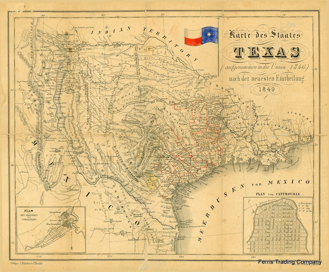 Old Texas Map 1849 Photo Reprint Photograph Print - Etsy