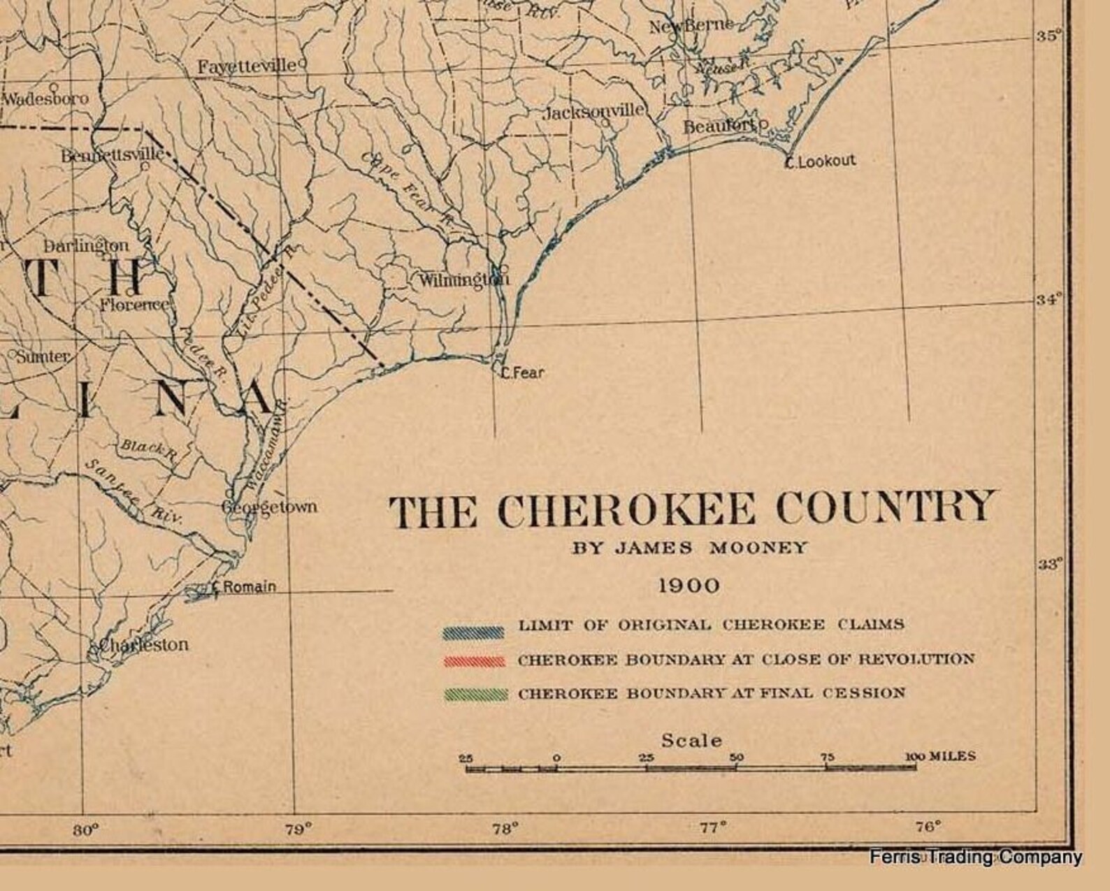 Native American the Cherokee Country Map 1900 Photo - Etsy UK