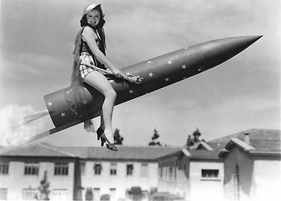 Rocket Woman Photo Vintage Pin Up Fourth of July Funny - Etsy UK