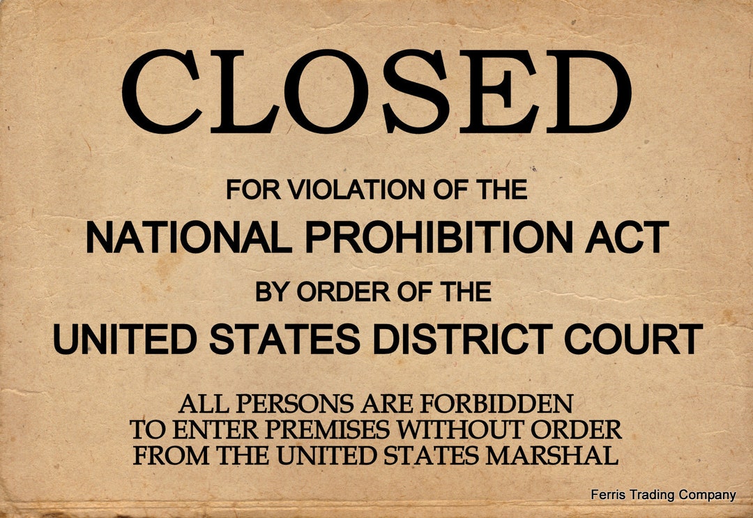 Prohibition Act Violation Sign - Vintage Bar Decor Print - Etsy