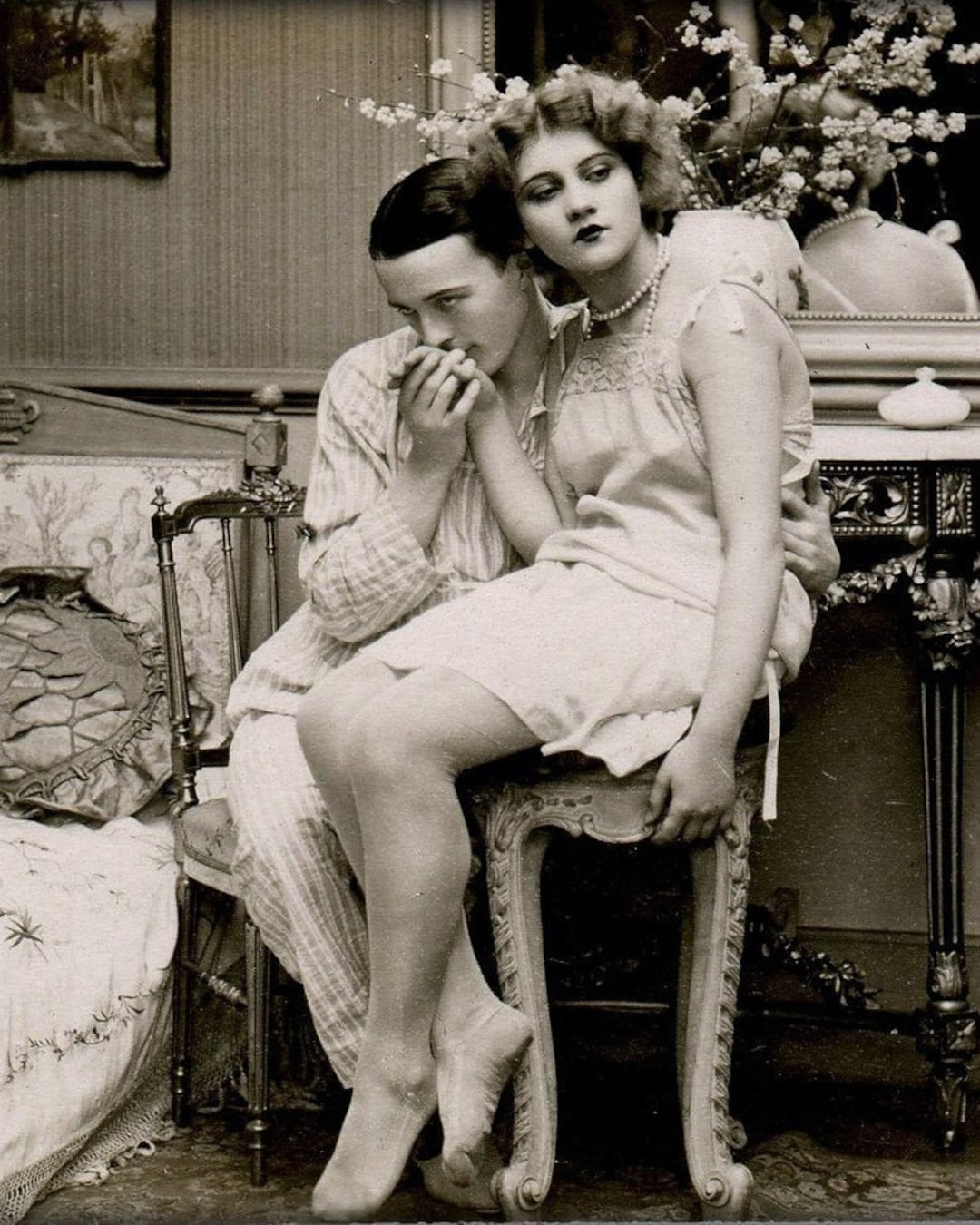Vintage Photo Young Couple 1920s Flapper Girl Picture Print