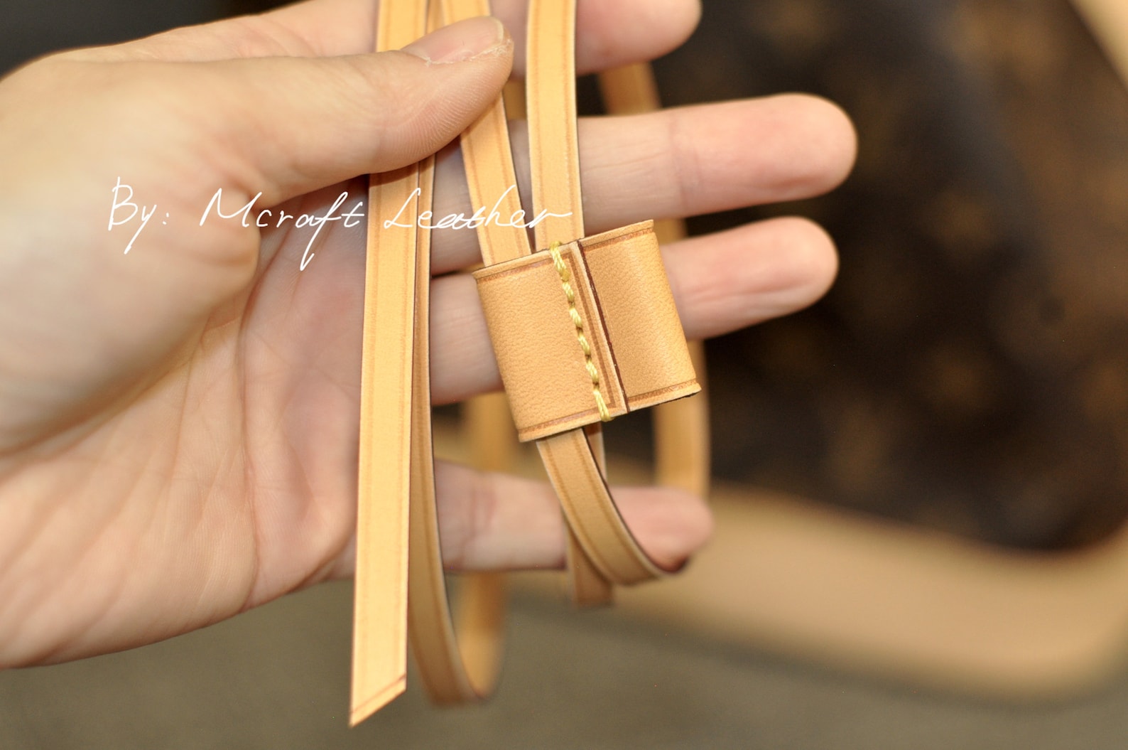 Mcraft® Handmade Vachetta Leather String Slide String Keeper for ...