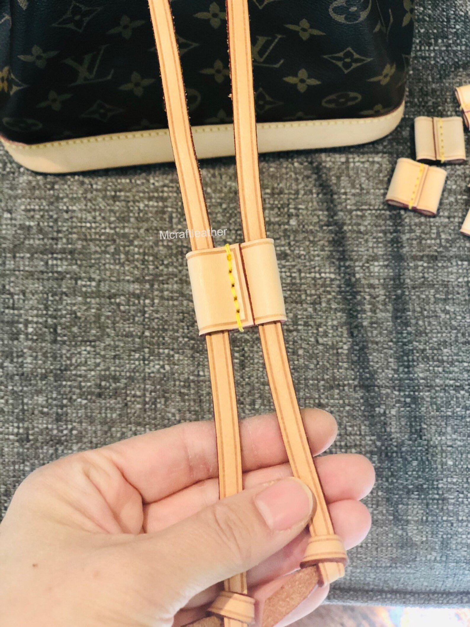 Mcraft Handmade Vachetta Leather String Slide String Keeper - Etsy