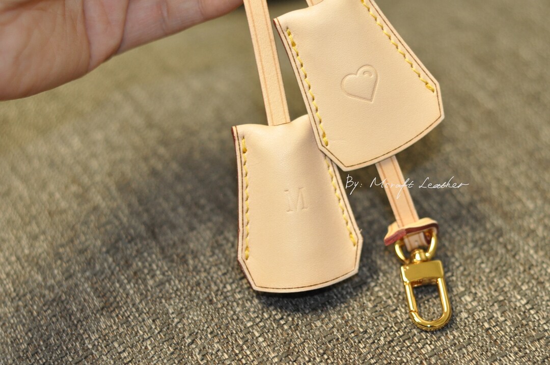 Handmade Personalized Vachetta Leather Bag Charm: Key Bell Purse - Etsy