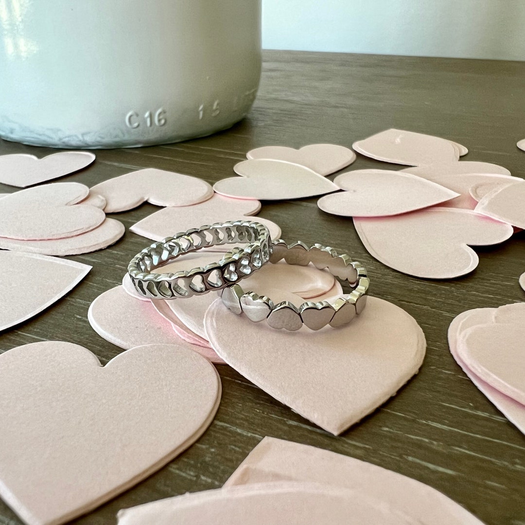 Stainless Steel Hearts Stacking Rings - Etsy