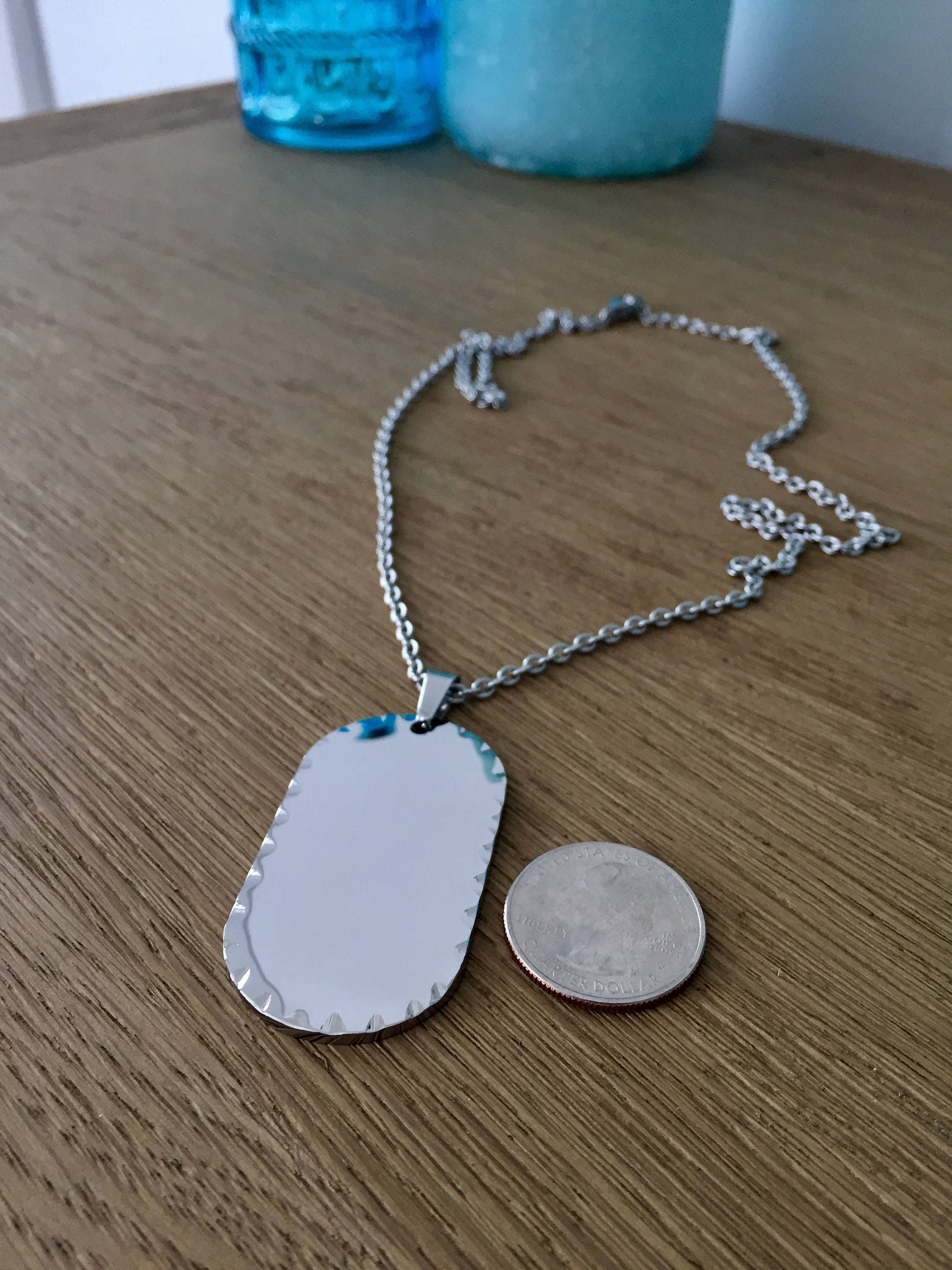 Stainless Steel Mirror Finish Reflective Scalloped Dog Tag - Etsy