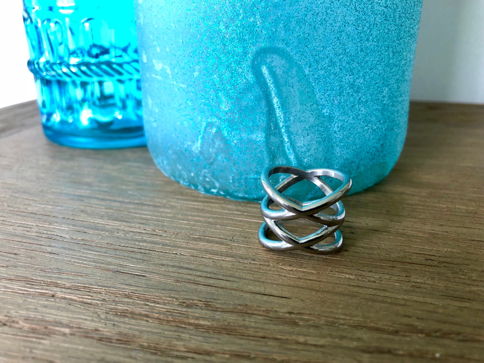 Stainless Steel Double X Band Ring 316L - Etsy