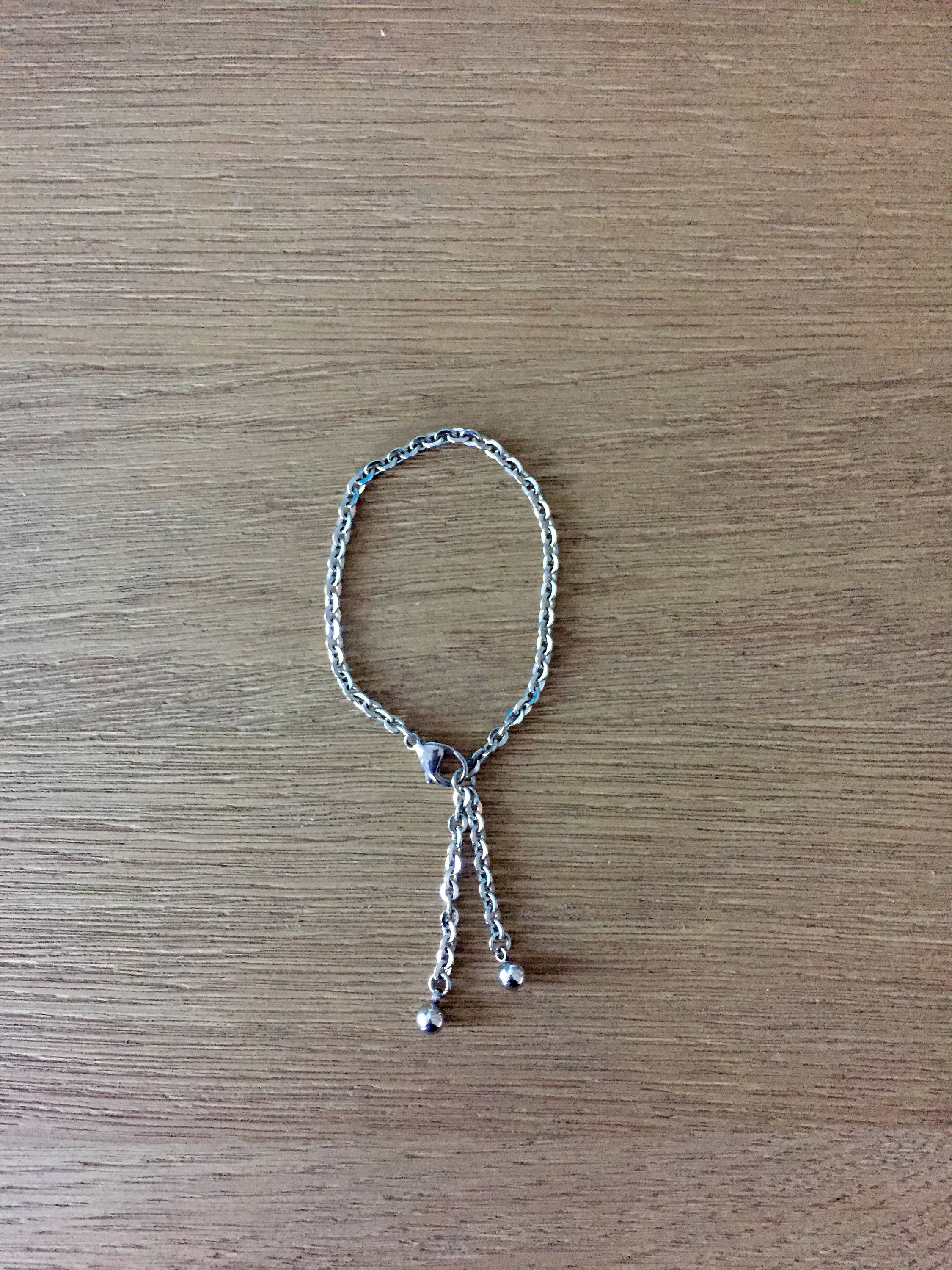 Stainless Steel Sparkle Chain Bracelet With Dangling Drop Bead | Etsy