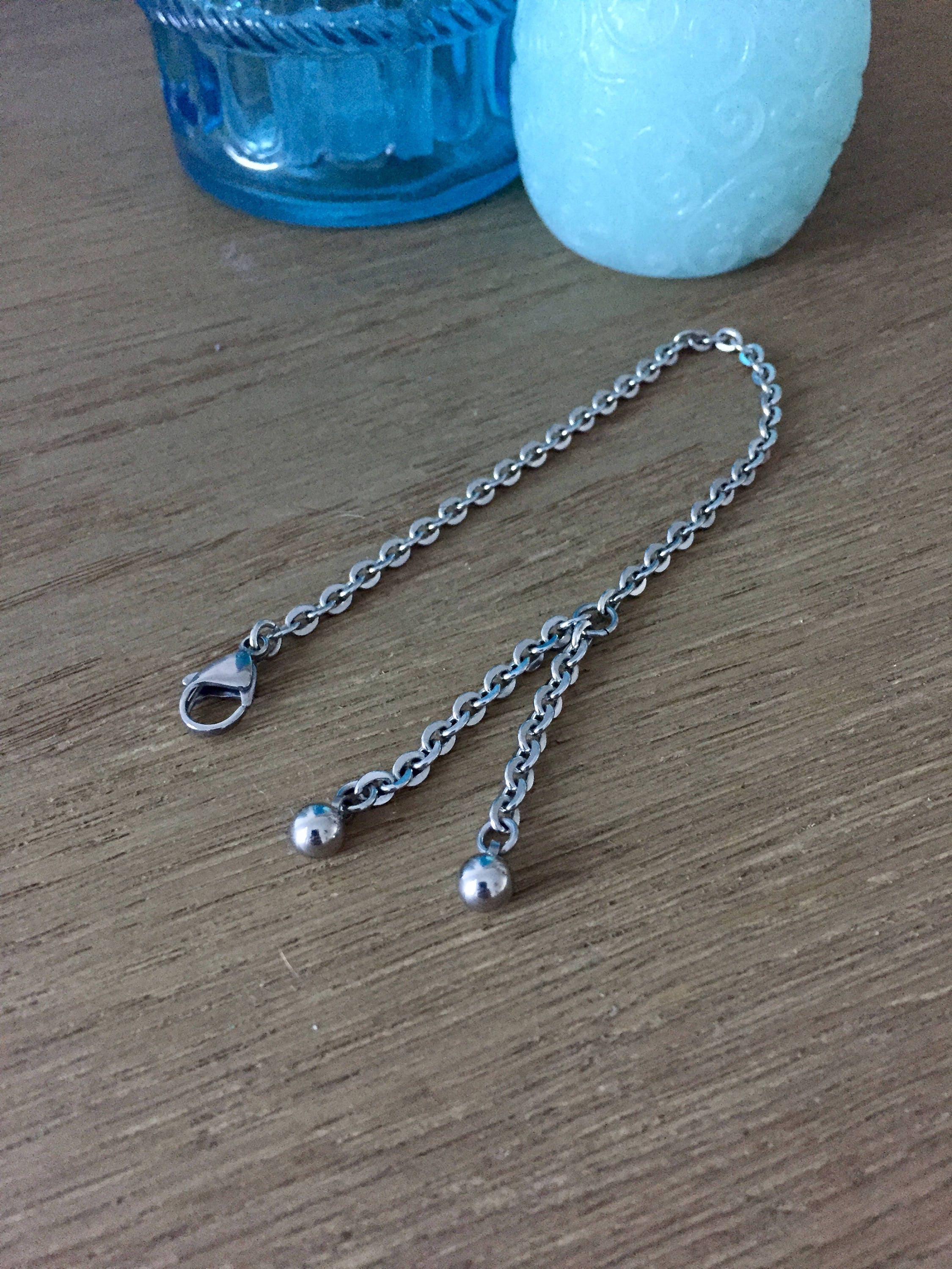 Stainless Steel Sparkle Chain Bracelet With Dangling Drop Bead | Etsy