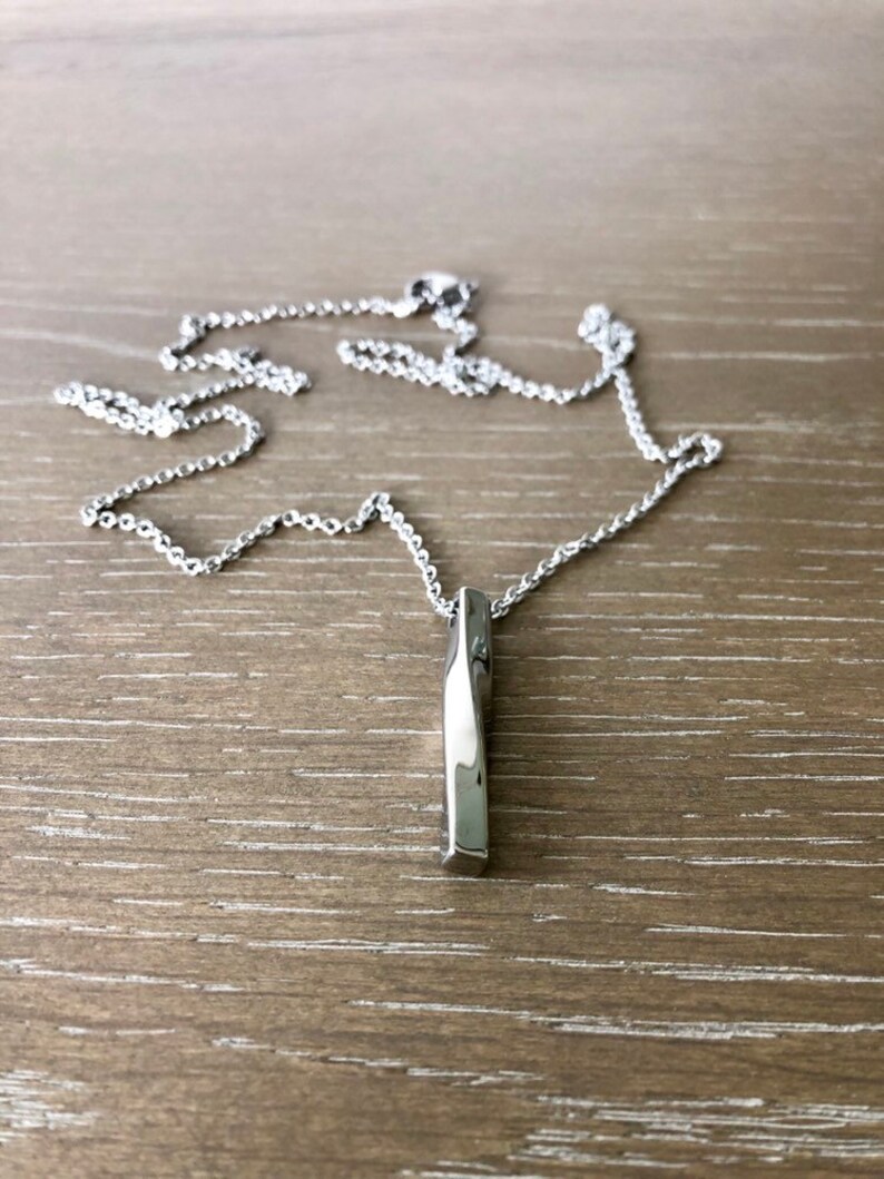 Stainless Steel Twisted Vertical Bar Necklace on Long 30" Dainty ...