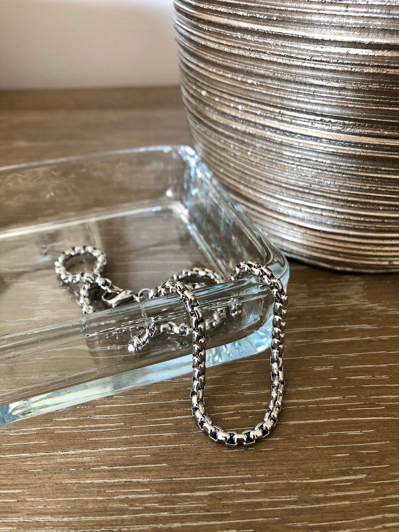 4mm or 5mm Stainless Steel Box Chain Custom Length Necklace | Etsy