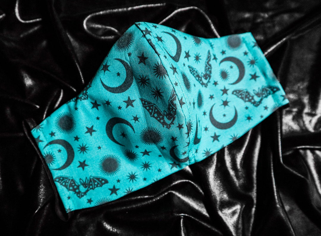 Blue Bat Reusable Witchy Face Mask - Goth Face Mask - Washable Face ...