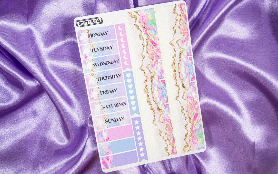 Rainbow Foiled Planner Sticker Kit Abstract Watercolor | Etsy