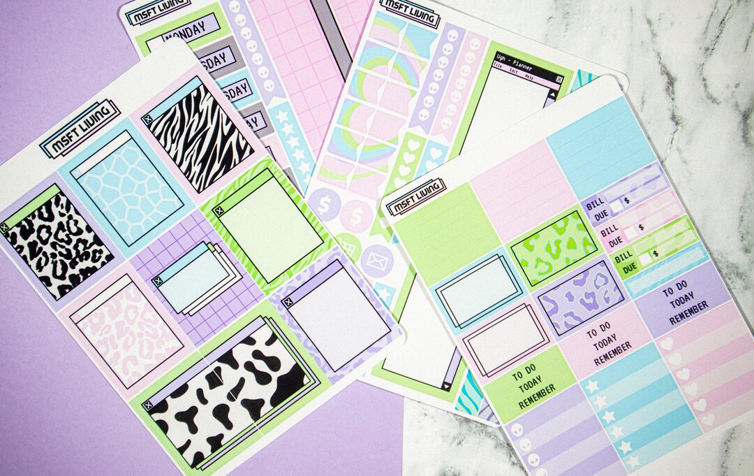 Y2K Planner Sticker Kit, Weekly Planner Kit, Erin Condren Sticker Kit ...