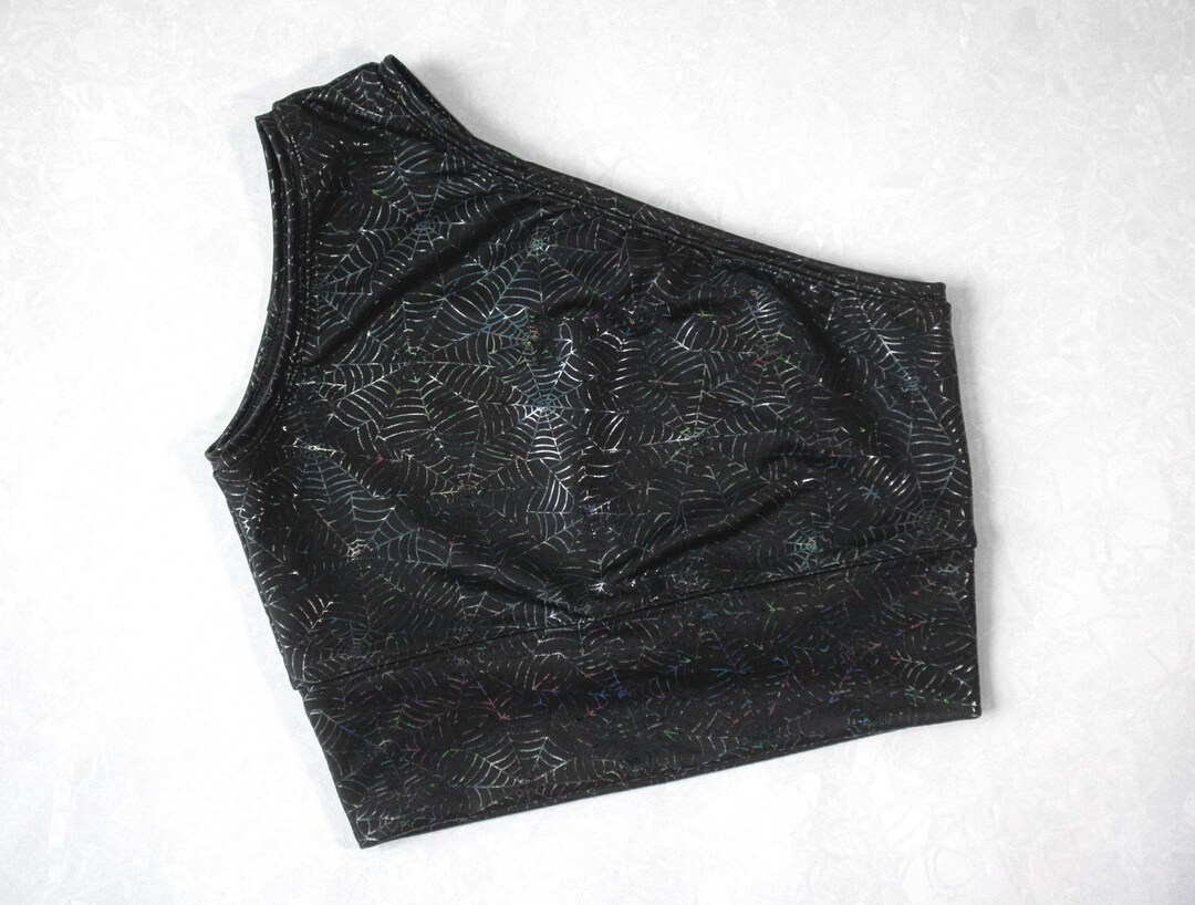 Black Spider Web One Shoulder, Goth Activewear Set, Goth Clothing ...