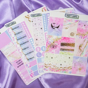 Rainbow Foiled Planner Sticker Kit, Abstract Watercolor Sticker Kit ...