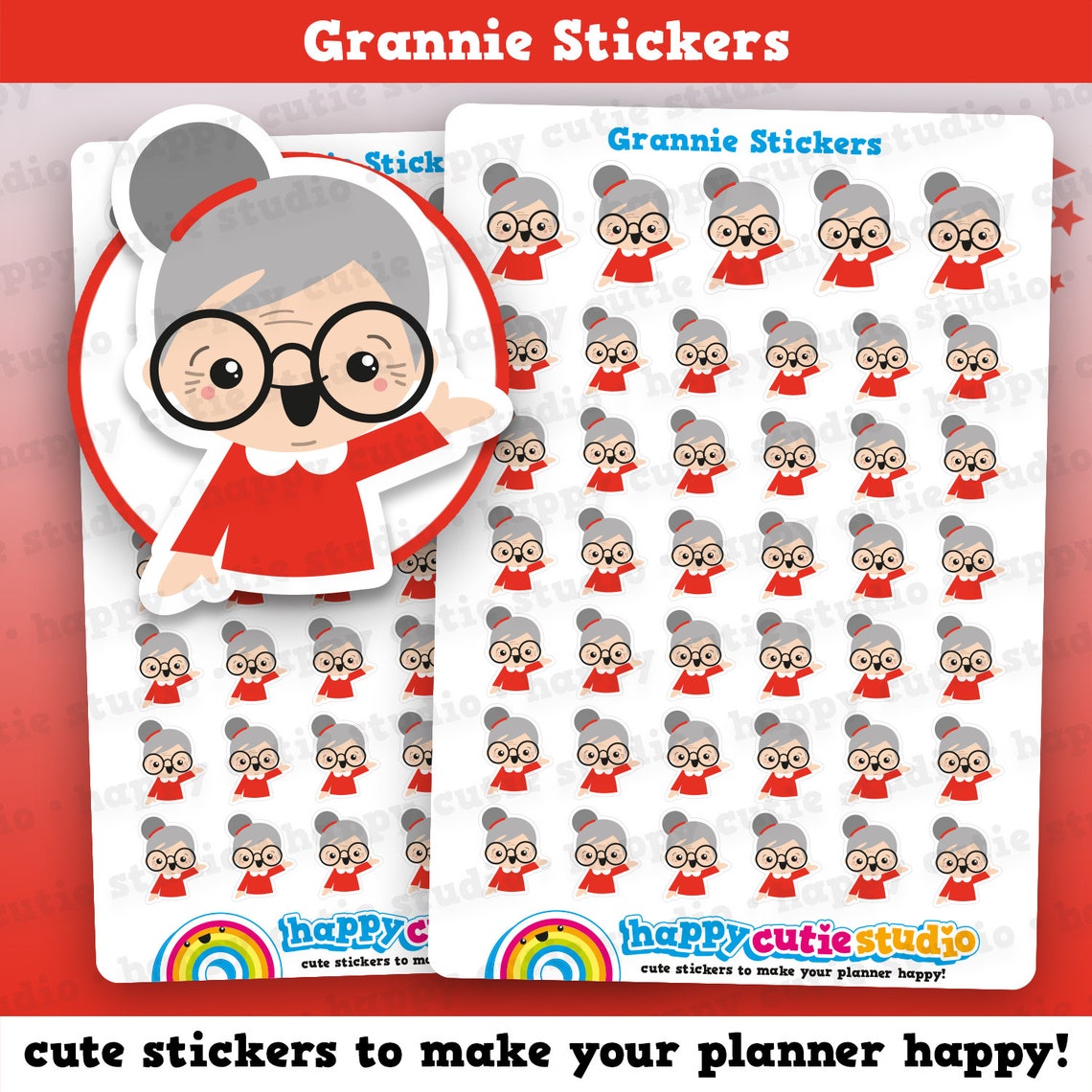 41 Cute Grannie/grandma/grandmother/grandparents Planner Stickers - Etsy