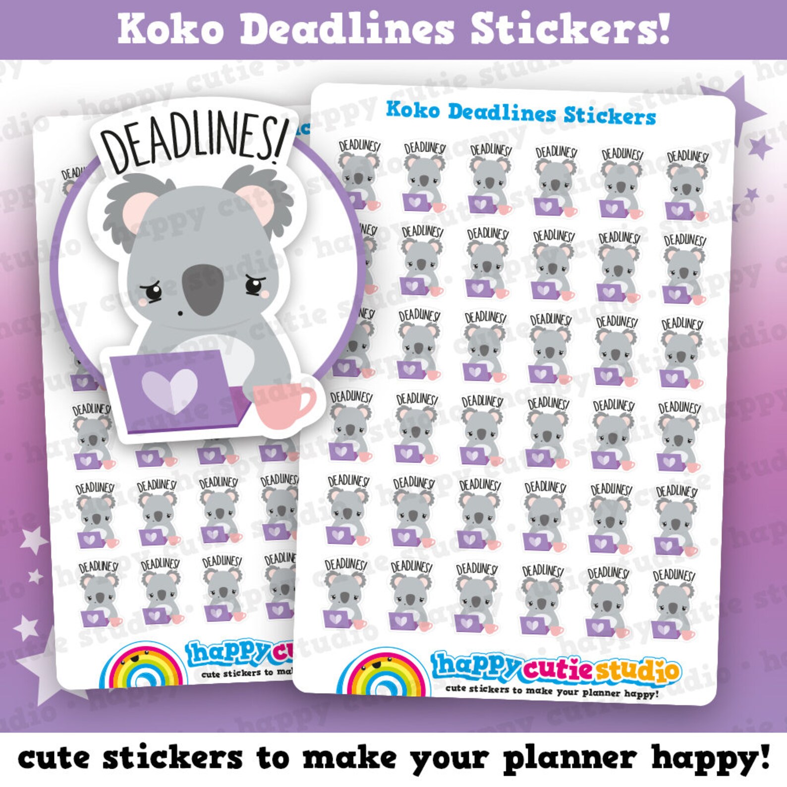36 Cute Koko the Koala 'deadlines' Planner Stickers - Etsy