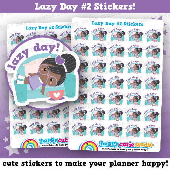 35 Cute Lazy Day Girl #2 Planner Stickers - Etsy