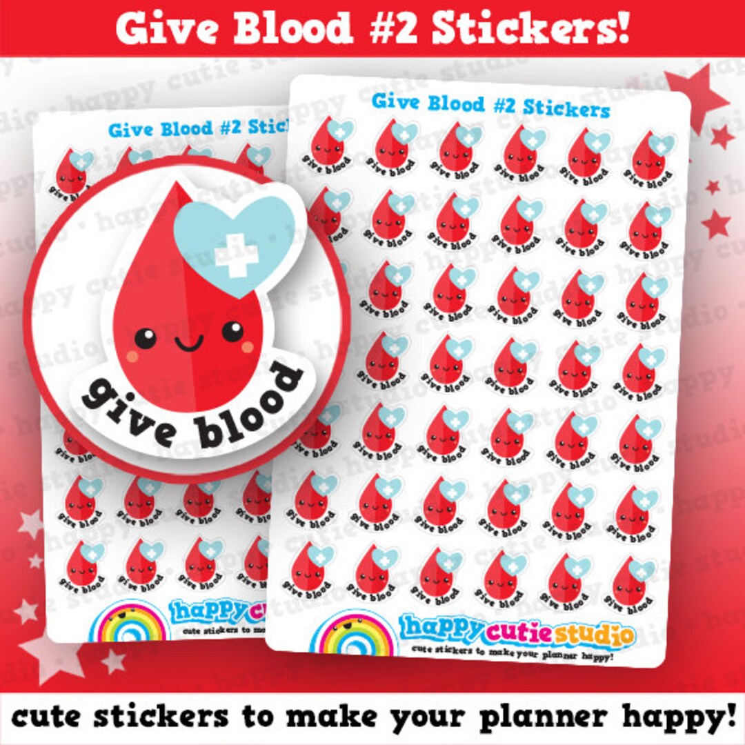 42 Cute Give Blood #2 /donate/blood Donor/reminder Planner Stickers - Etsy