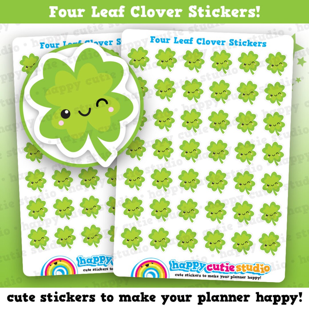 42 Cute Four Leaf Clover/shamrock/lucky Planner Stickers - Etsy