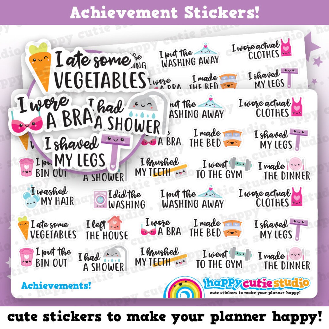 Cute Achievements/adulting/winning/functional/planner Stickers - Etsy