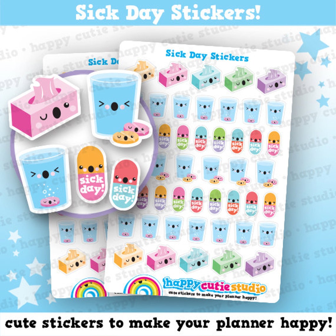48 Cute Sick Day/ill/unwell/pill/medicine Planner Stickers - Etsy