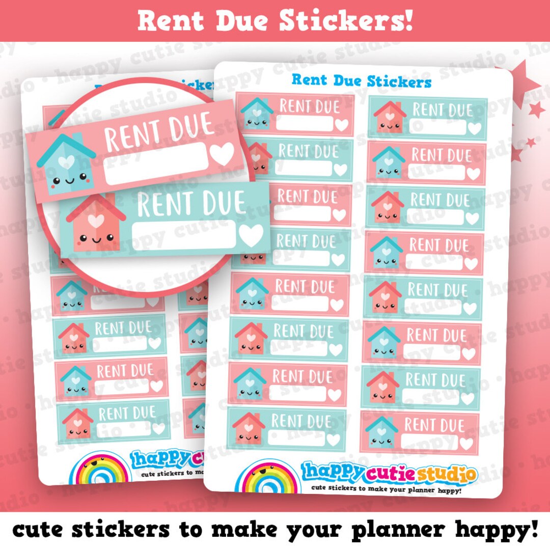 16 Cute Rent Due/tracker Planner Stickers - Etsy