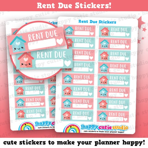 16 Cute Rent Due/tracker Planner Stickers - Etsy