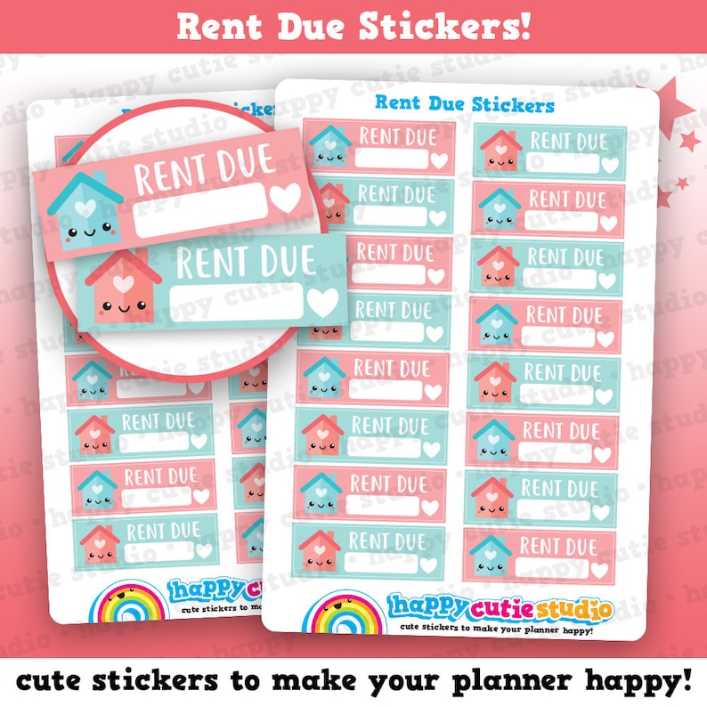 16 Cute Rent Due/tracker Planner Stickers - Etsy
