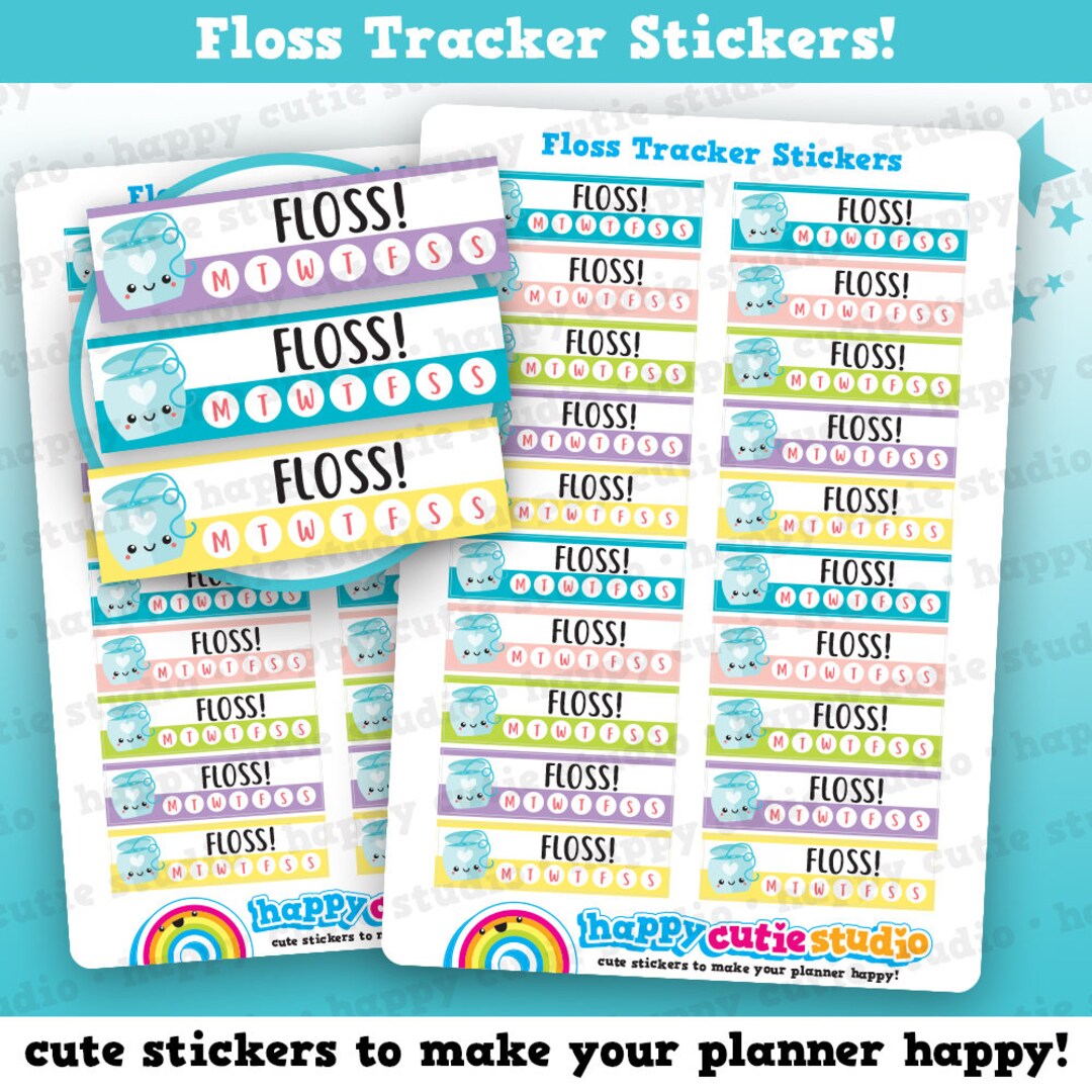 20 Cute Floss Tracker/weekly Habit/dental Floss Reminder Planner ...