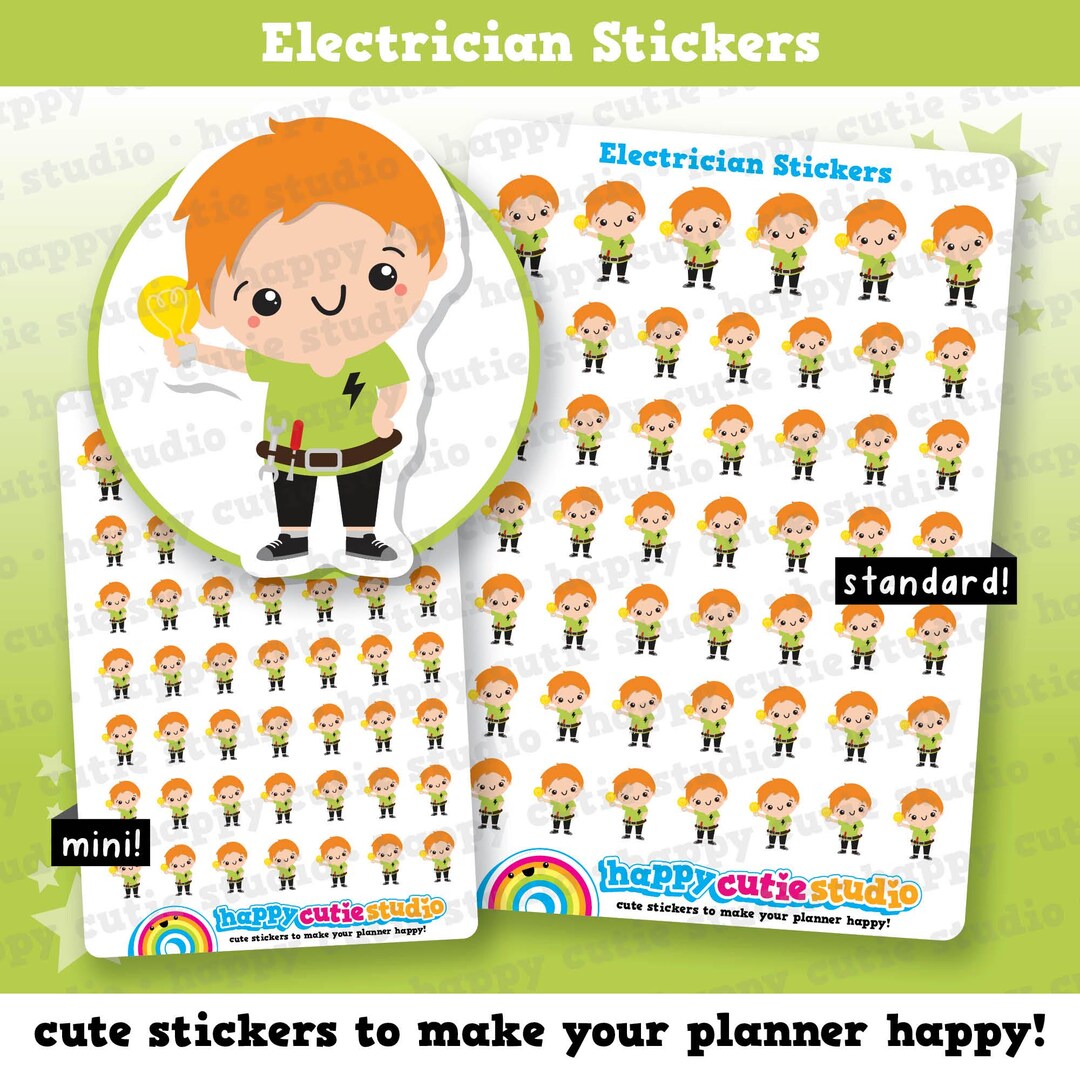 48 Cute Electrician Boy Planner Stickers - Etsy