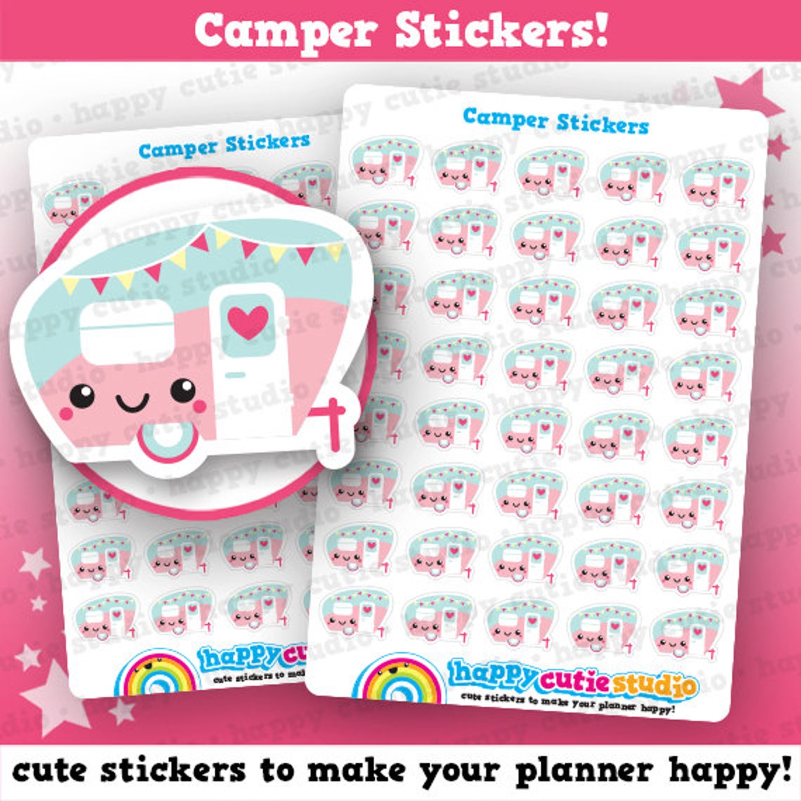 40 Cute Camper/campervan/caravan/camping Planner Stickers - Etsy