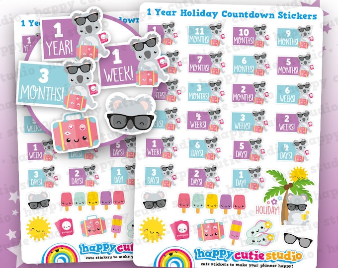 32 Cute Holiday/vacation/yearly Countdown Planner Stickers - Etsy