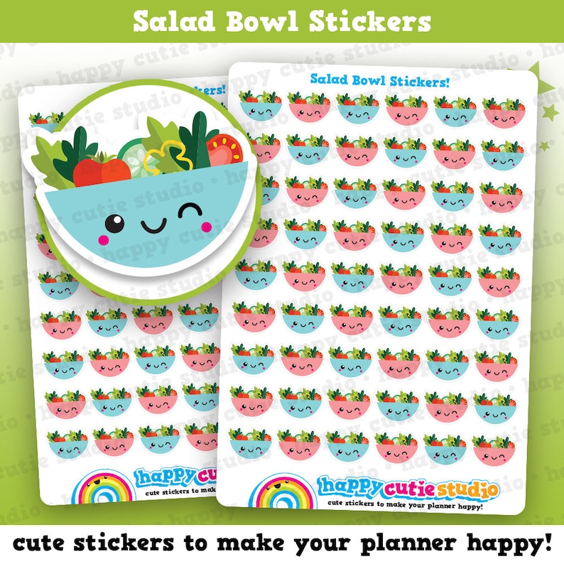 54 Cute Salad Bowl/healthy Eating/diet Planner Stickers - Etsy Australia