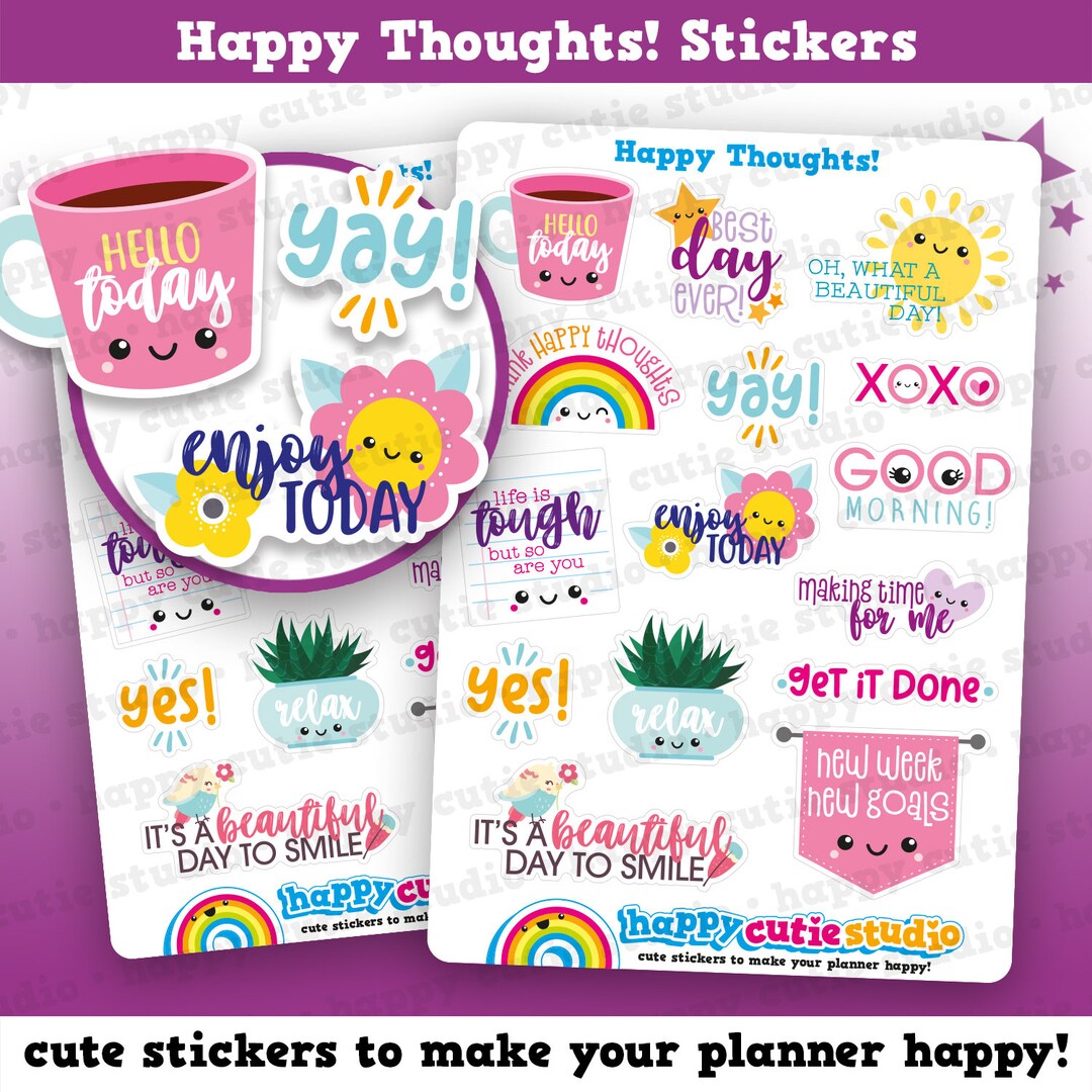 15 Cute Motivational/inspirational/happy Thoughts Planner Stickers - Etsy