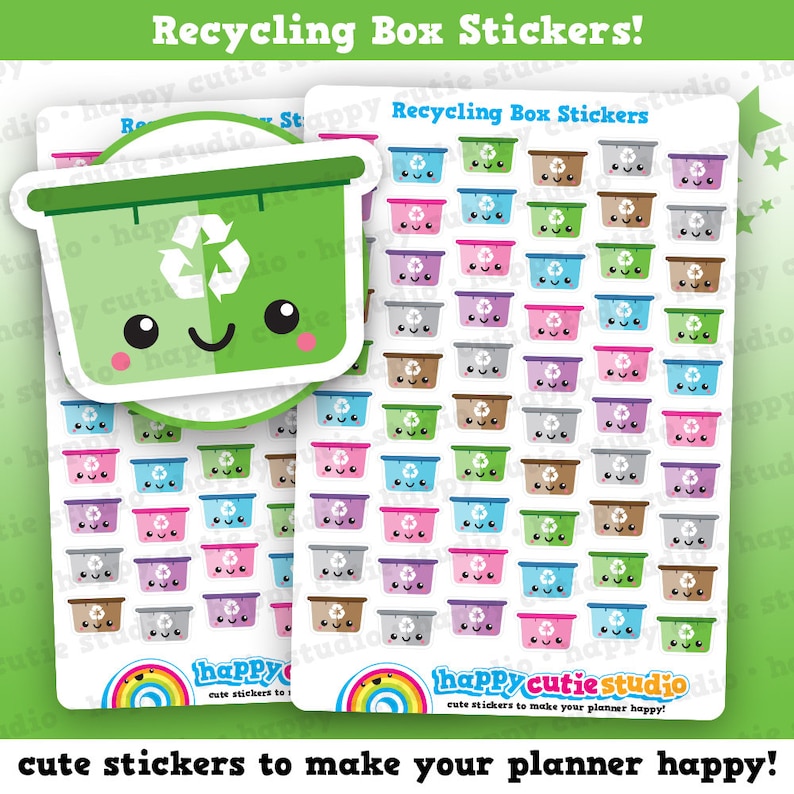 60 Cute Recycling Box/trash/garbage/rubbish Planner Stickers - Etsy