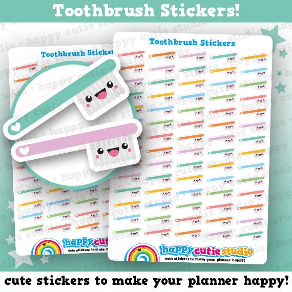 70 Cute Toothbrush/teeth/dentist Planner Stickers | Etsy