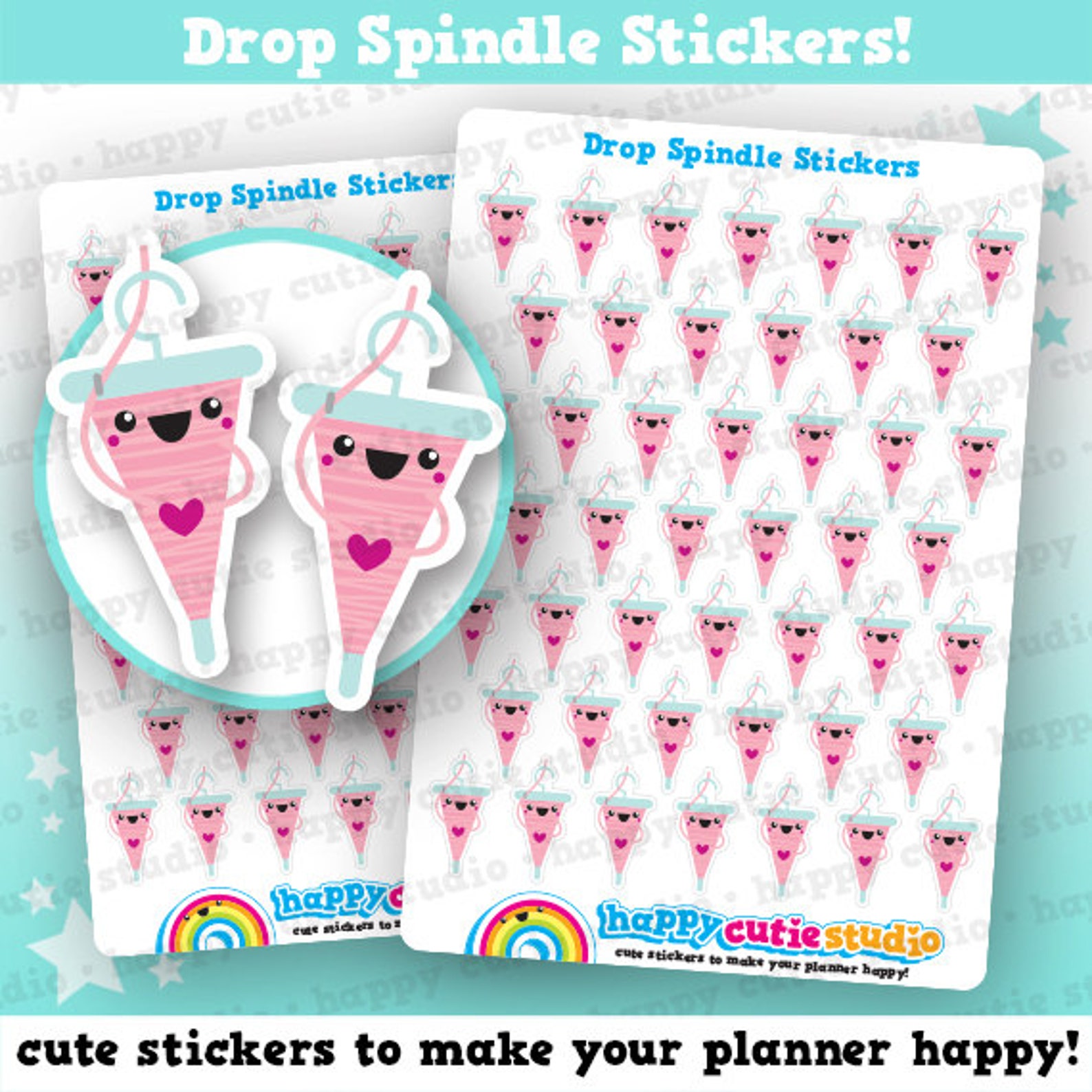 46 Cute Drop Spindle/spinning/yarn Planner Stickers - Etsy
