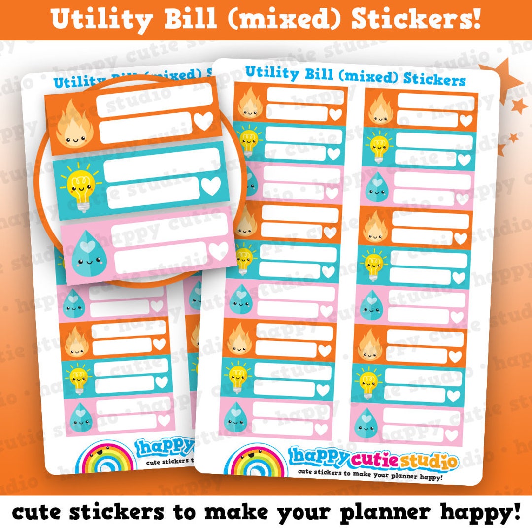 18 Cute Utility Bill/pay/gas/electricity/water Reminder Planner ...